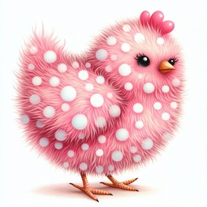 Pink Polka Dot Chicken: Clip Art, 10 High Res Watercolor Jpgs, Junk ...