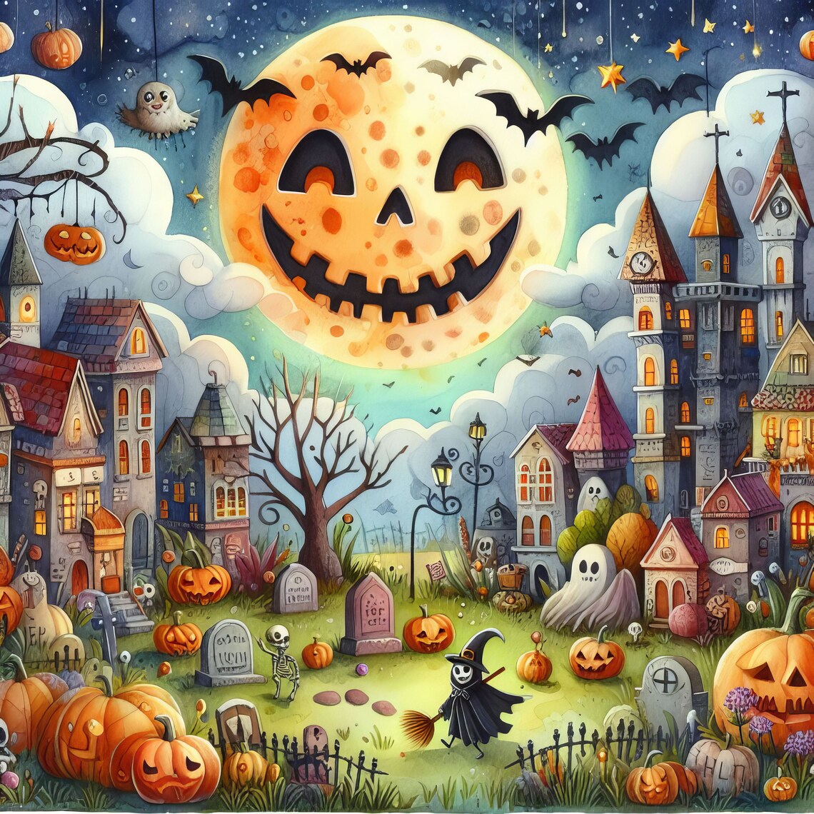 Whimsical Halloween: Clip Art, 10 High Res Watercolor Jpgs, Junk ...