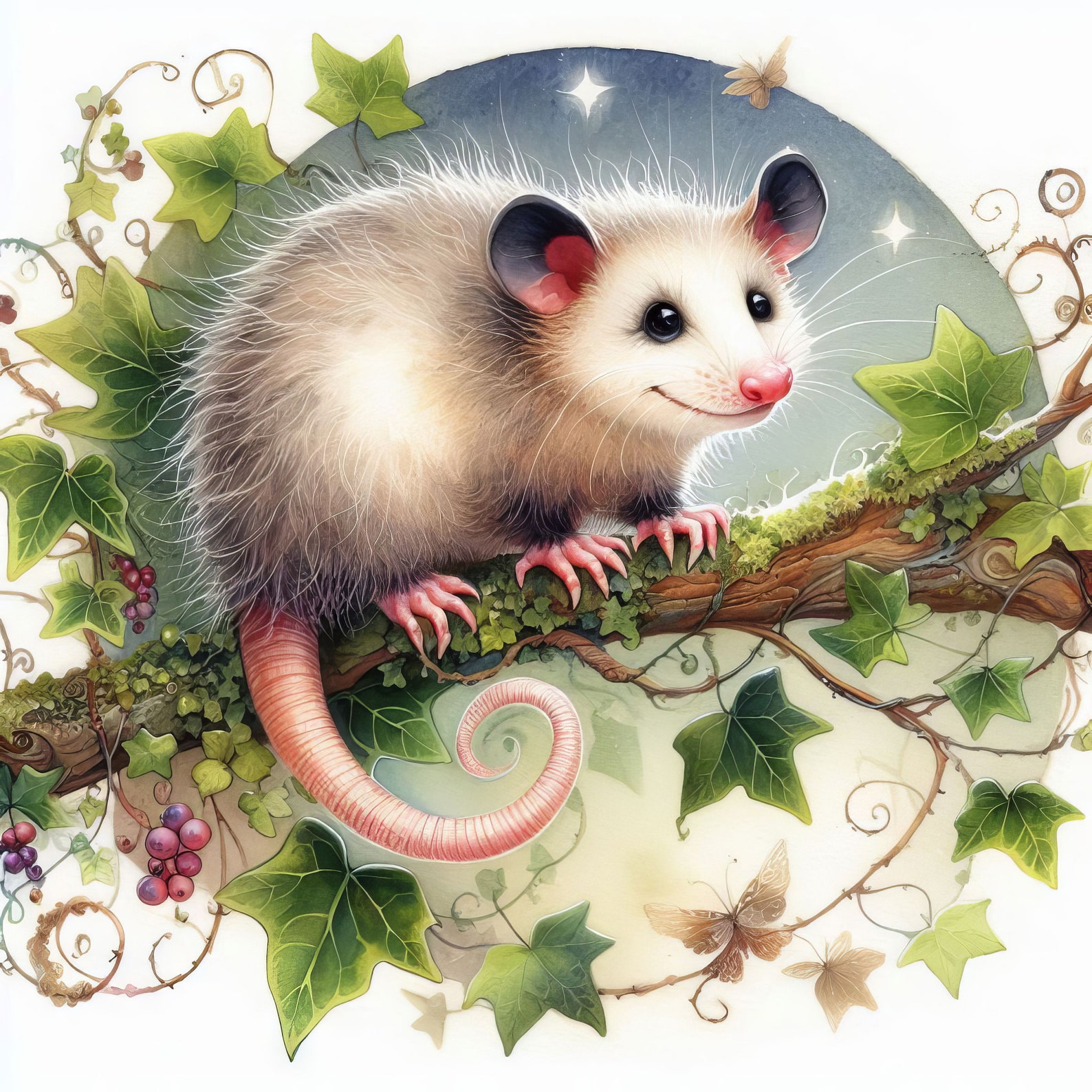 Possum Clip Art 10 High Res Watercolor Jpgs for Junk Journaling ...