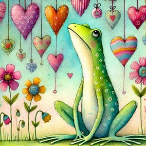 In Love With Frogs Clip Art 10 High Res Watercolor Jpgs Junk Journaling ...