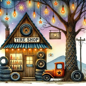 Tire Shop: Clip Art, 10 High Res Watercolor Jpgs, Junk Journaling ...