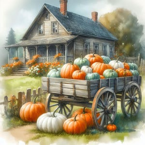 Pumpkin Harvest Clip Art Bundle 10 High Res Watercolor Jpgs Junk ...