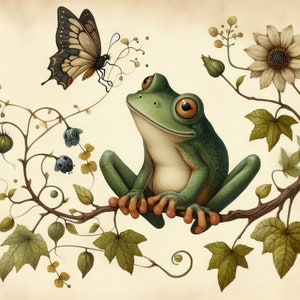 Whimsical Frog Clip Art 10 High Res Watercolor Jpgs for Junk Journaling ...