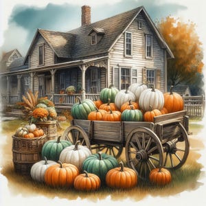 Pumpkin Harvest Clip Art Bundle 10 High Res Watercolor Jpgs Junk ...