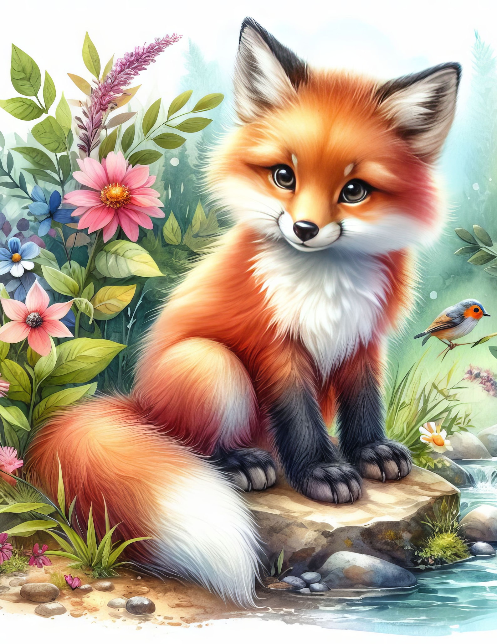 Cute Woodland Animals: Clip Art, 10 High Res Watercolor Jpgs, Junk ...