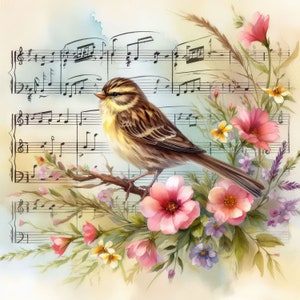 Songbirds Clip Art 10 High Res Watercolor Jpgs for Junk Journaling ...