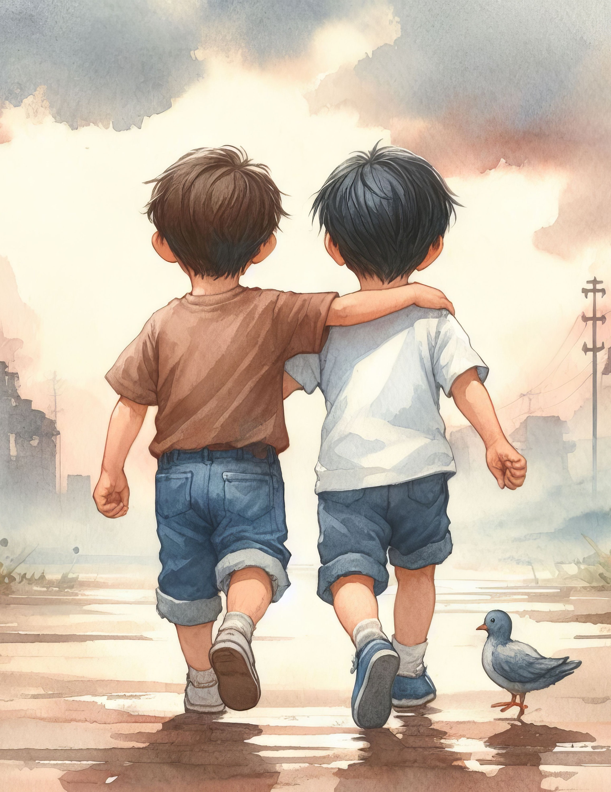 Best Friends Little Boys Clip Art Kit 10 High Res Watercolor Jpgs for ...