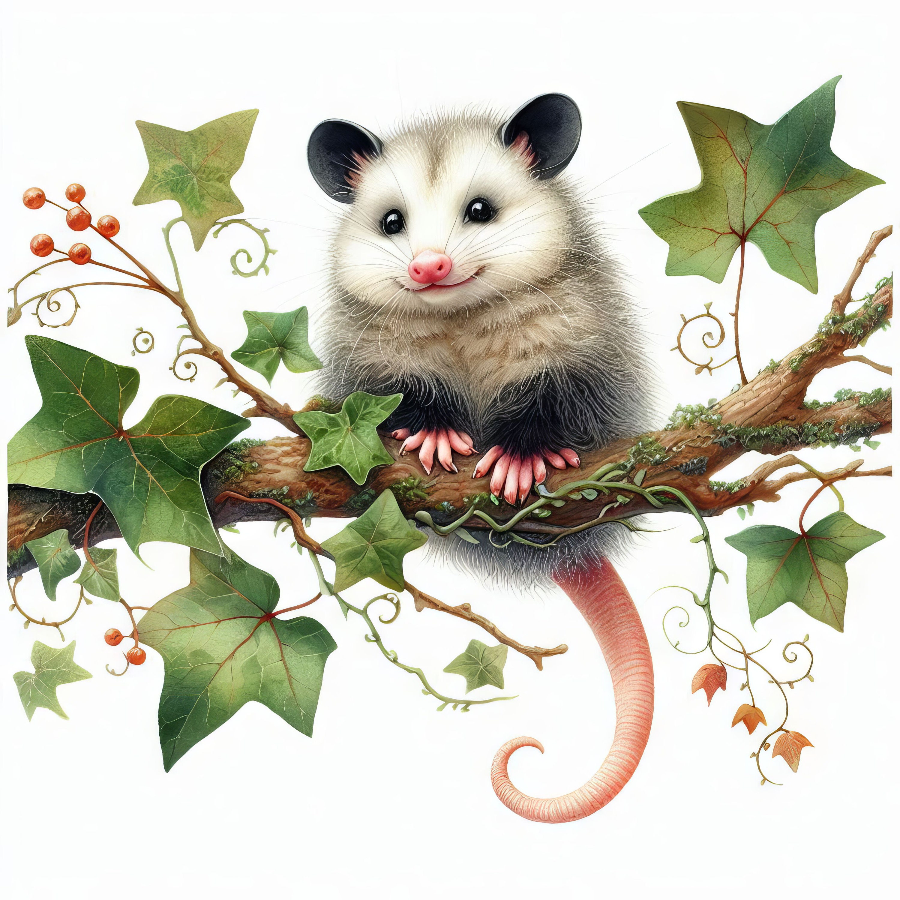 Possum Clip Art 10 High Res Watercolor Jpgs for Junk Journaling ...