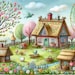 Whimsical Spring Village Art 10 High Res Watercolor Jpgs for Junk ...