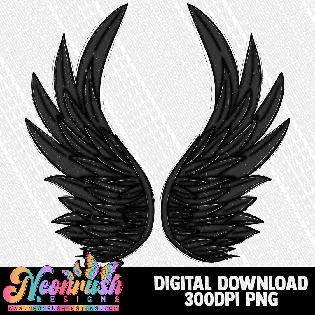 Black Wings , Colorful Png ,sublimation Design, Clipart, Digital Design ...