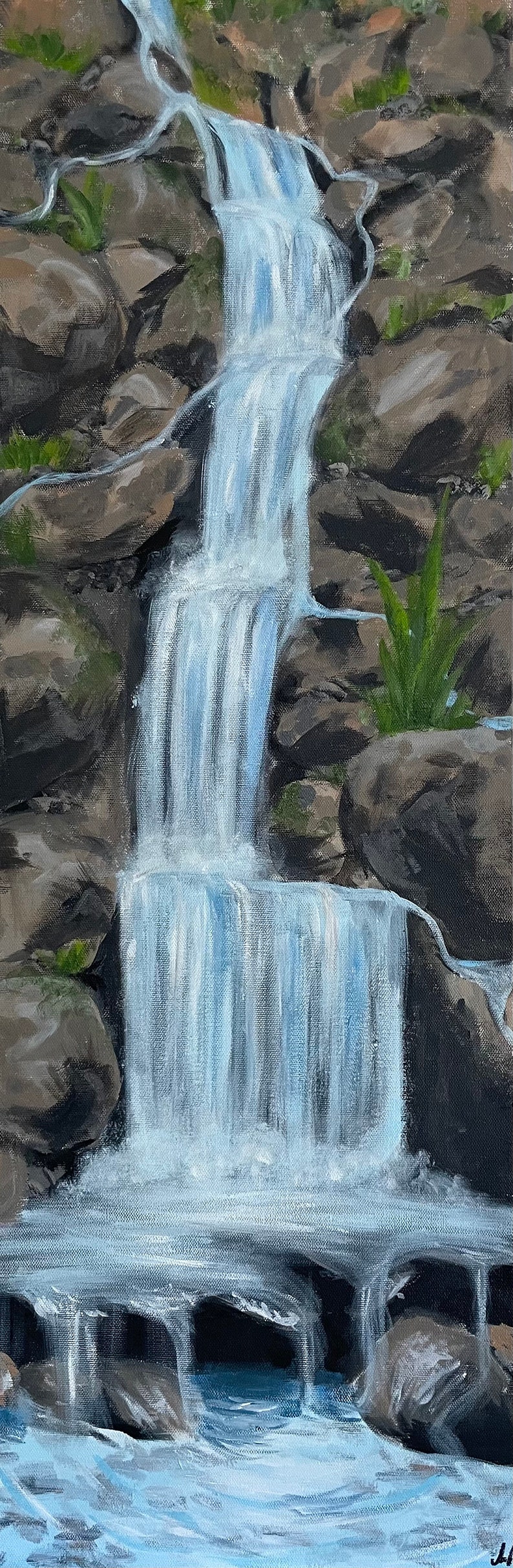 The Waterfall ( Acrylic on Canvas Original Signed Painting ) - Etsy