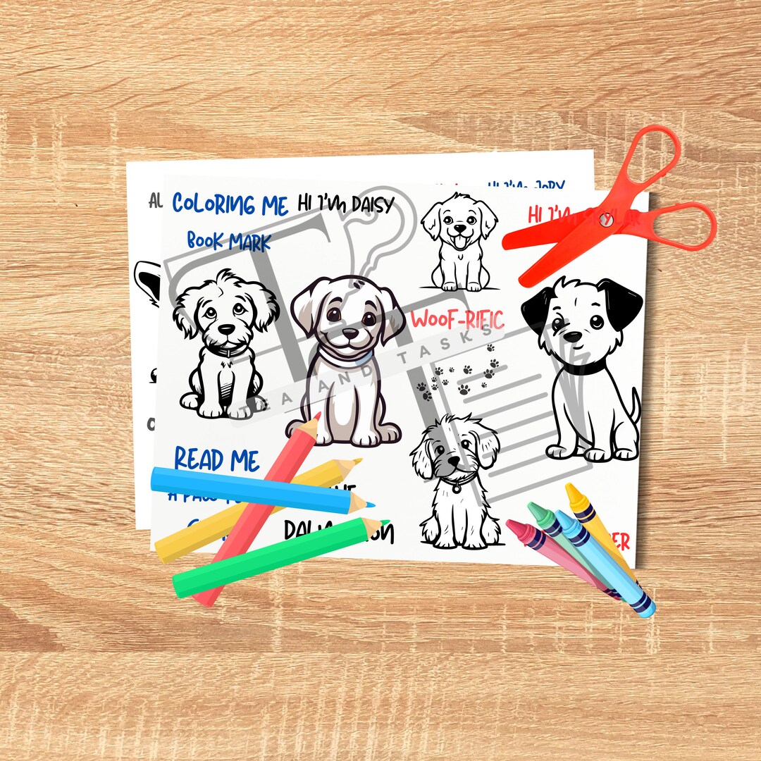 Coloring Me Puppy Bookmark, Coloring Pages for Kids, Bookmark for Kids ...