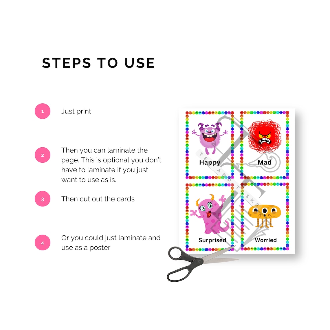 Feelings and Emotions Monsters Flash Cards for Children, Educational ...