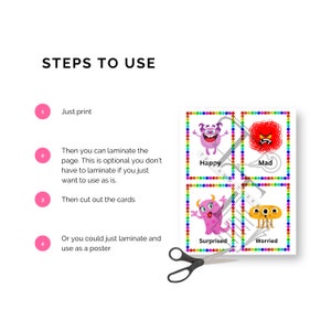 Feelings and Emotions Monsters Flash Cards for Children, Educational ...