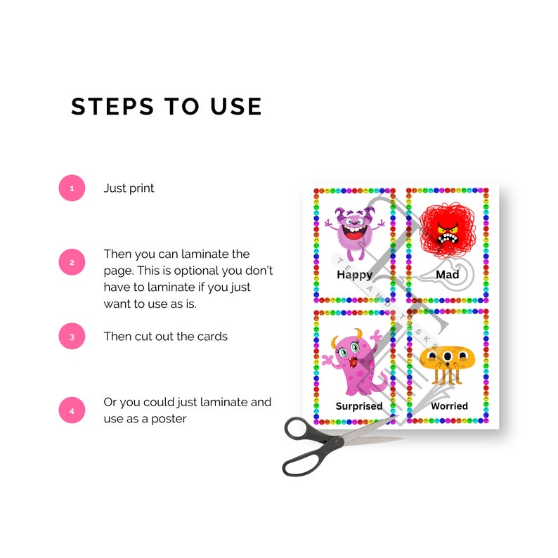 Feelings and Emotions Monsters Flash Cards for Children, Educational ...