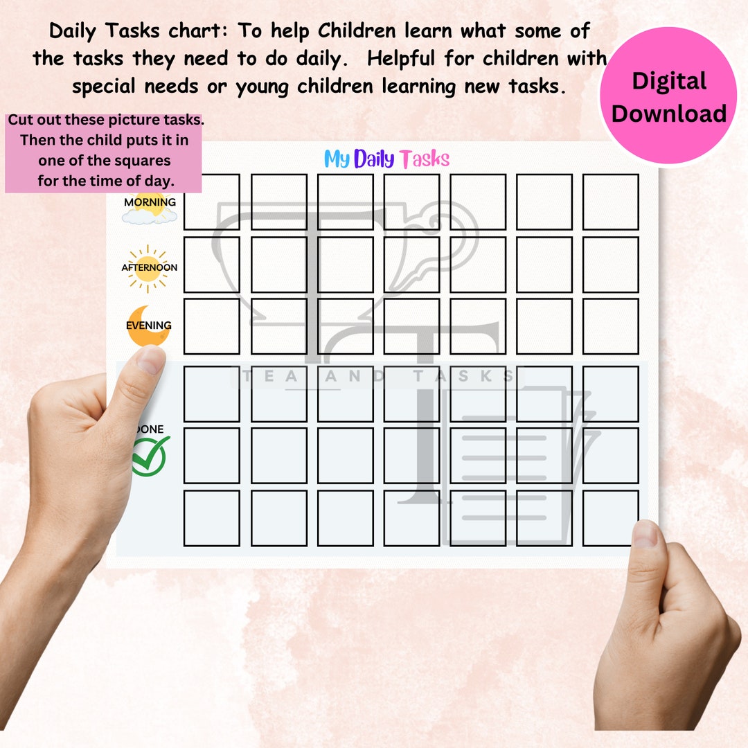 Daily Task Chart, Help Kids Learn Daily Routines, Special Needs ...