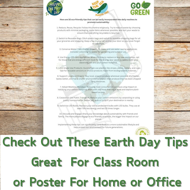 Earth Day Tips Poster, - Etsy