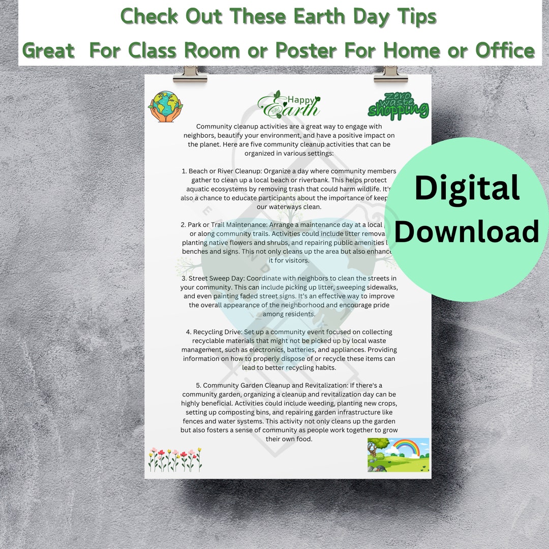 Earth Day Tips Poster, - Etsy
