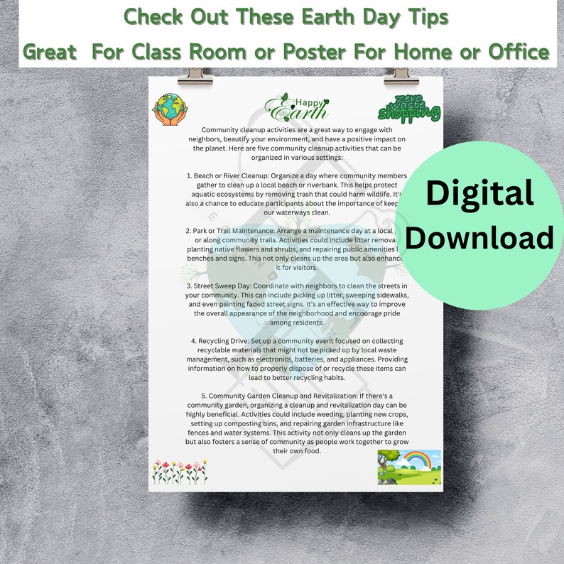 Earth Day Tips Poster, - Etsy