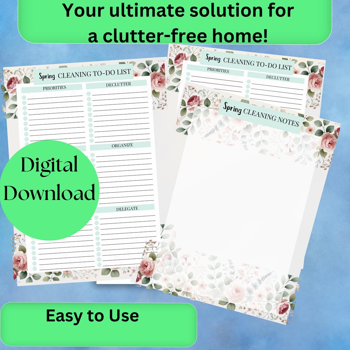 Family Spring Cleaning Checklist - Printable Home Organization Planner ...