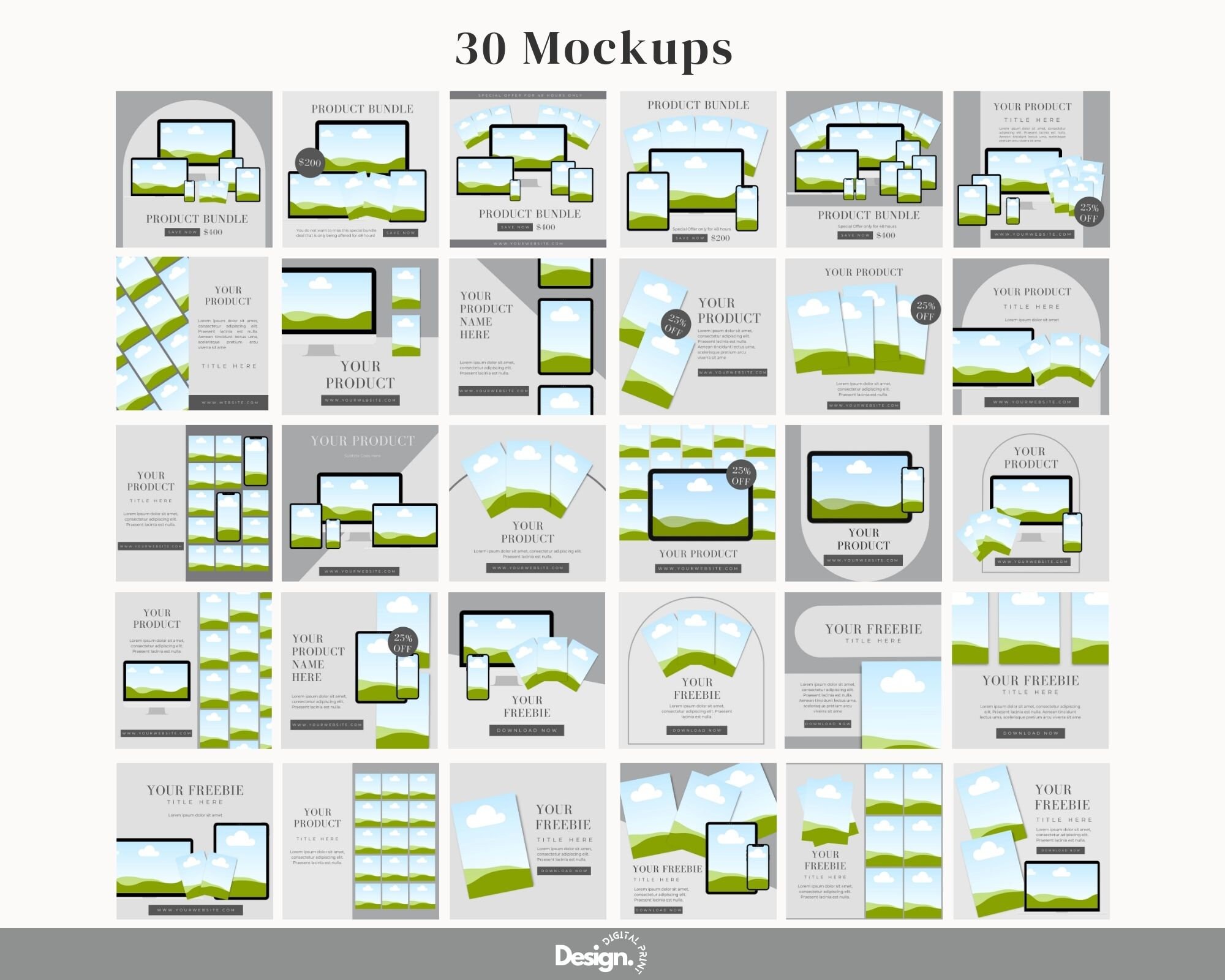 30 Digital Product Mockups Done for You Digital Product Bundle Digital ...