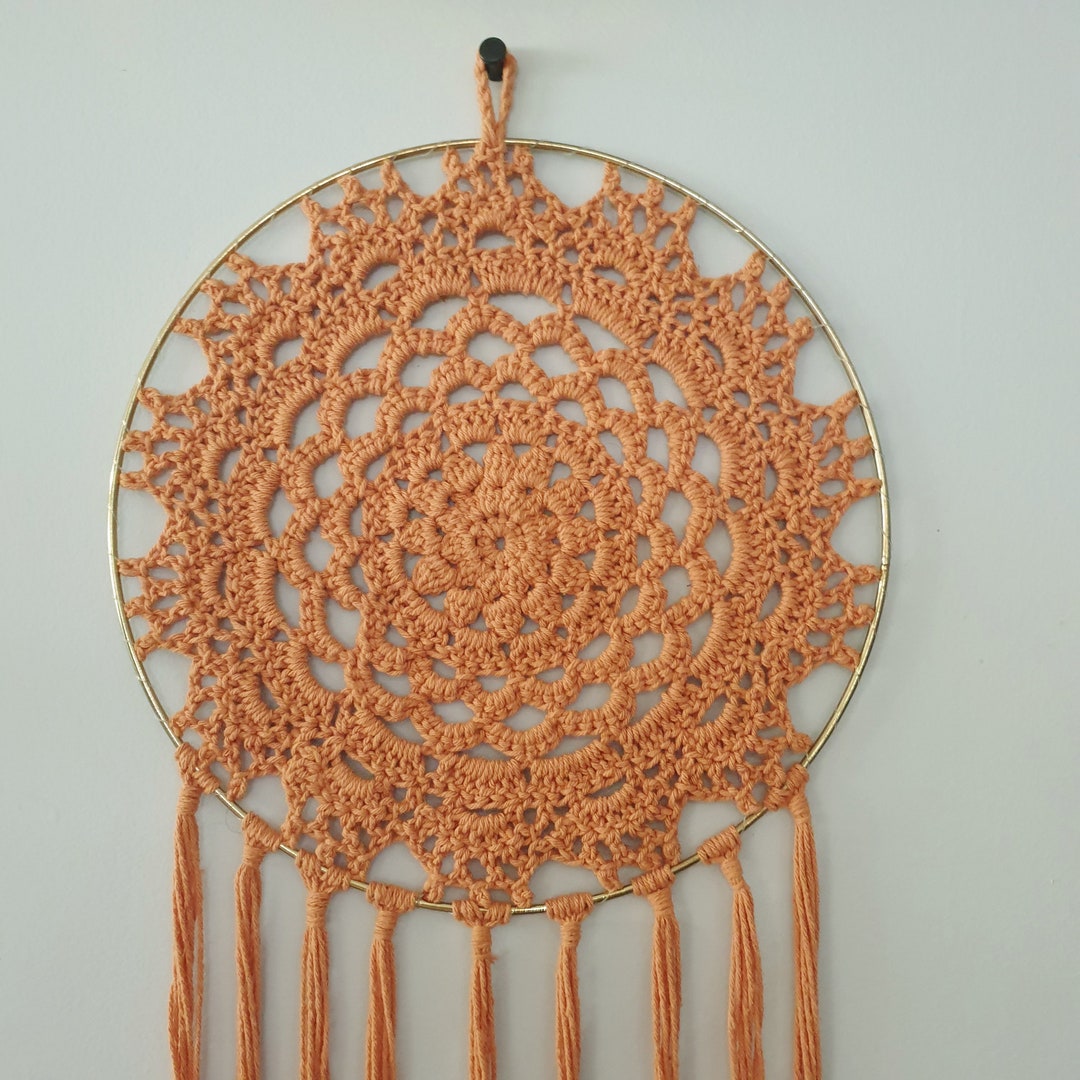 Crochet Boho Terracotta Wall Art, 25cm Handmade Home Decor - Etsy