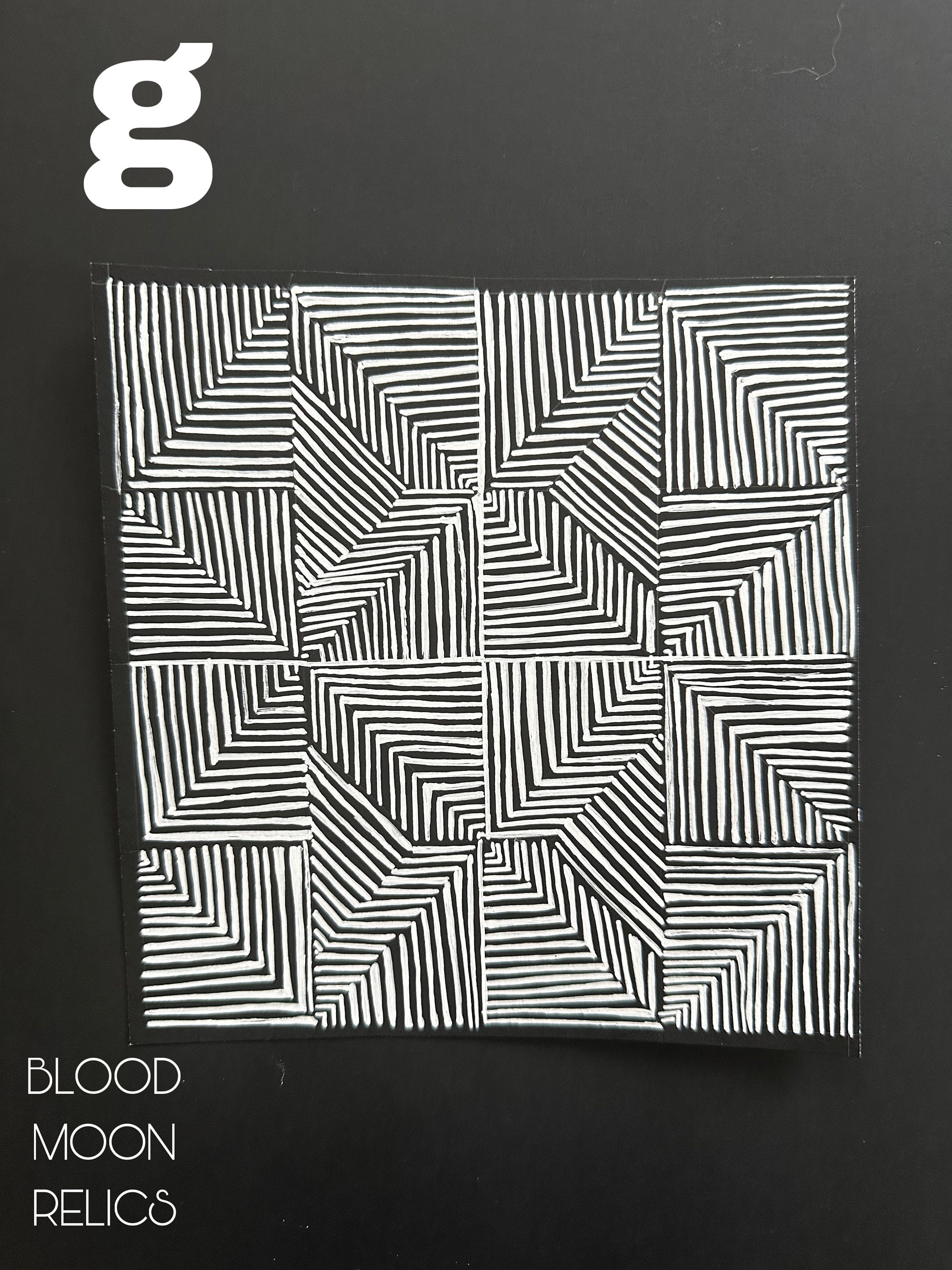 Black and White Ink on Paper Repeating Patters Optical Illusion Eye ...