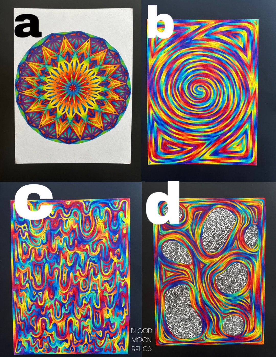 Multi Color Rainbow Swirly Hand Drawn Original Digital Art Print With ...