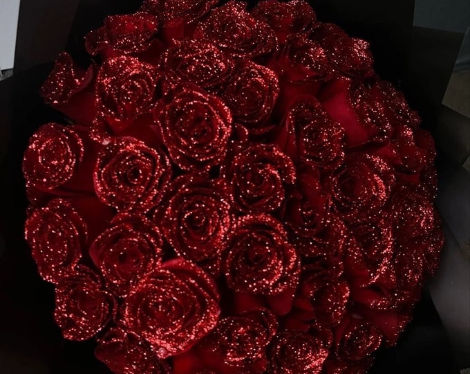Luxury Wedding Bouquet Glitter Red Roses, Diamantés and Crystals ...