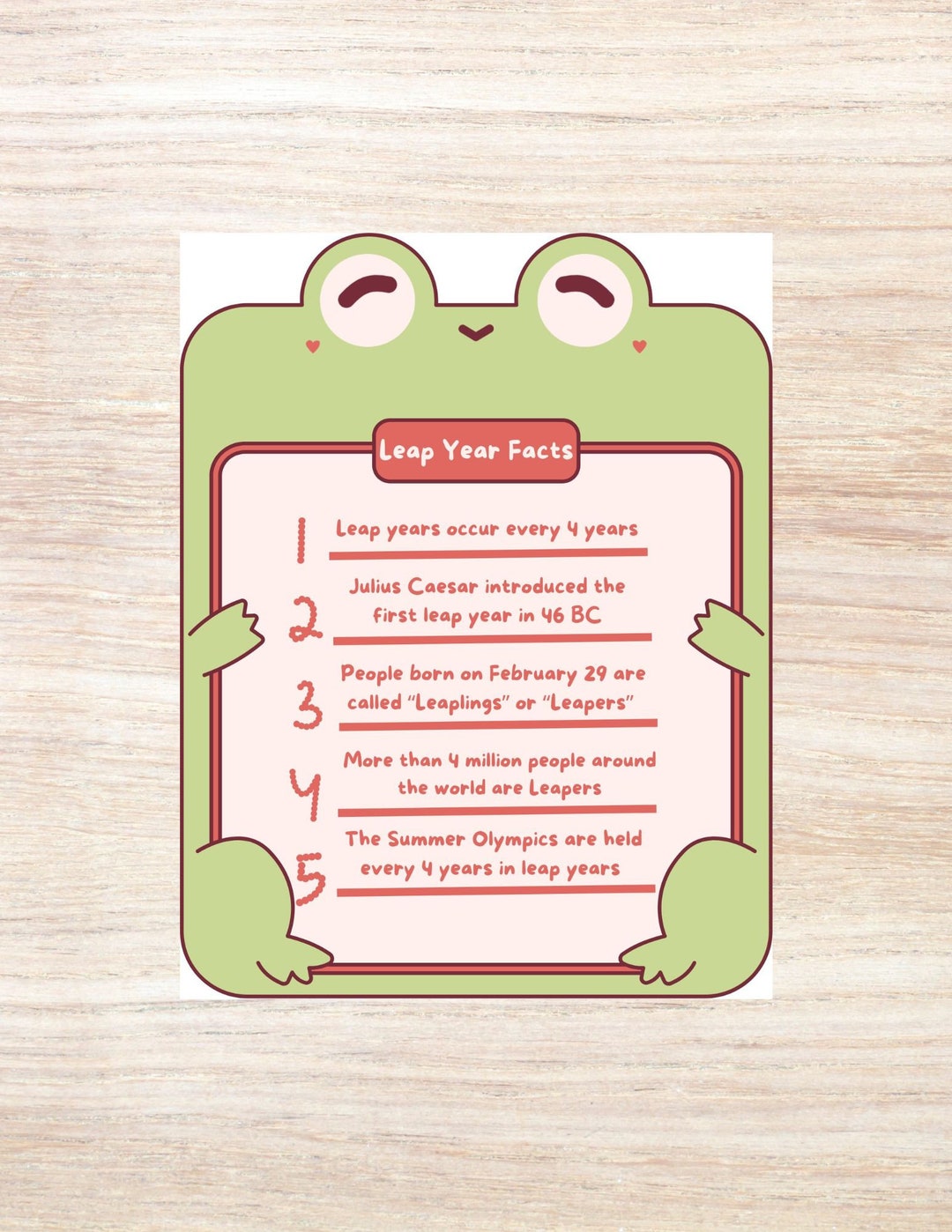 Leap Year Facts Printable - Etsy
