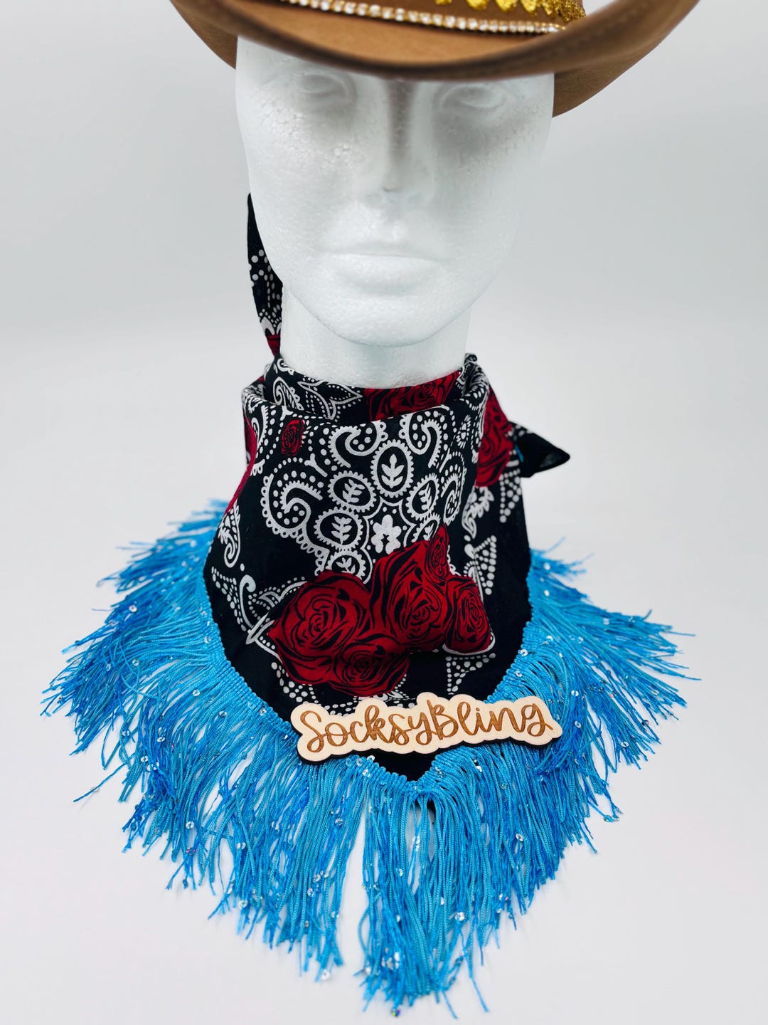 Fringe Sequin Bandana| Paisley Bandana| Turquoise Cowboy Scarf| Western ...
