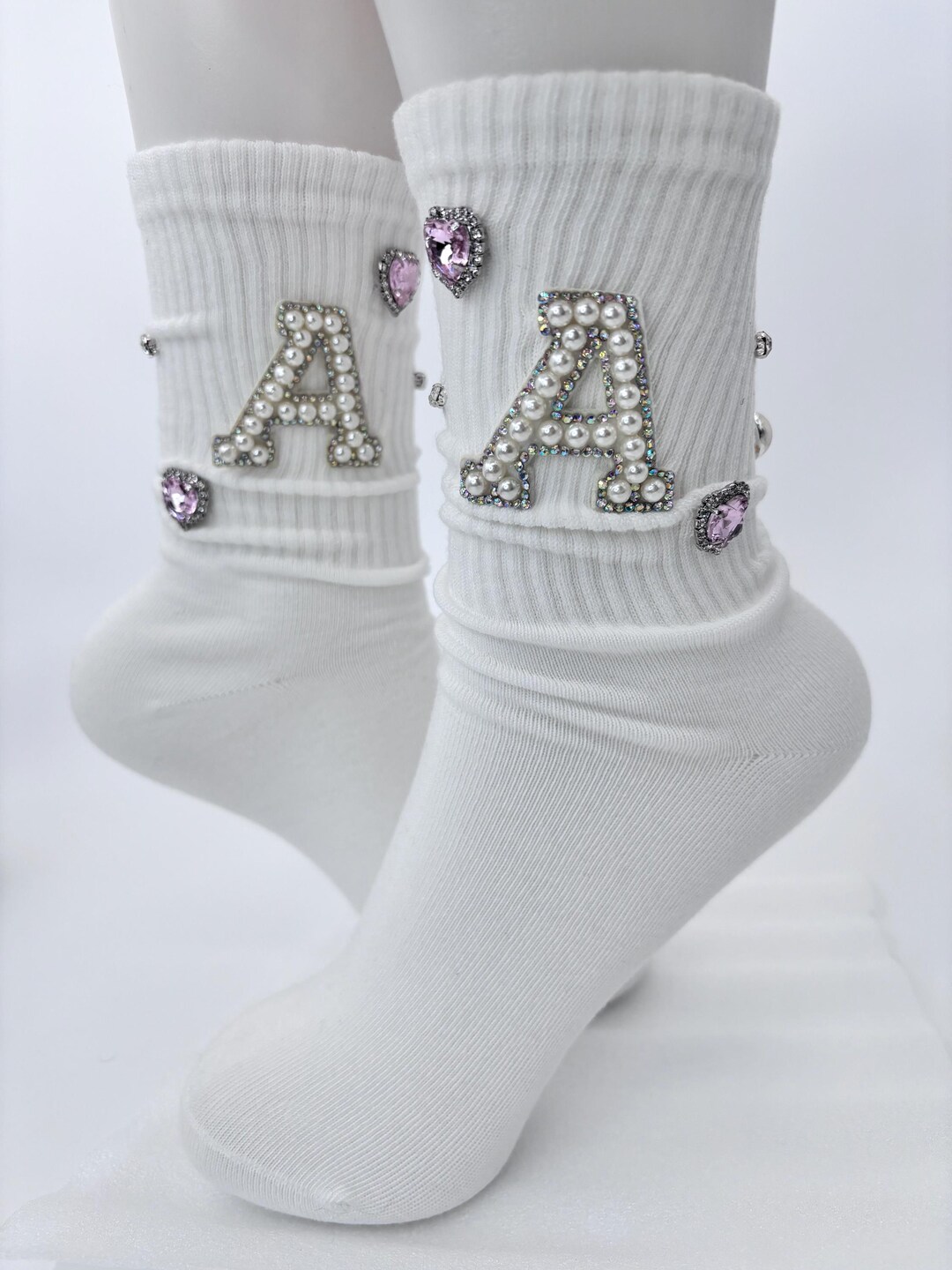 Blinged-out A Initial Socks 6-10, Gems, Rhinestones, Sparkle, Handmade ...
