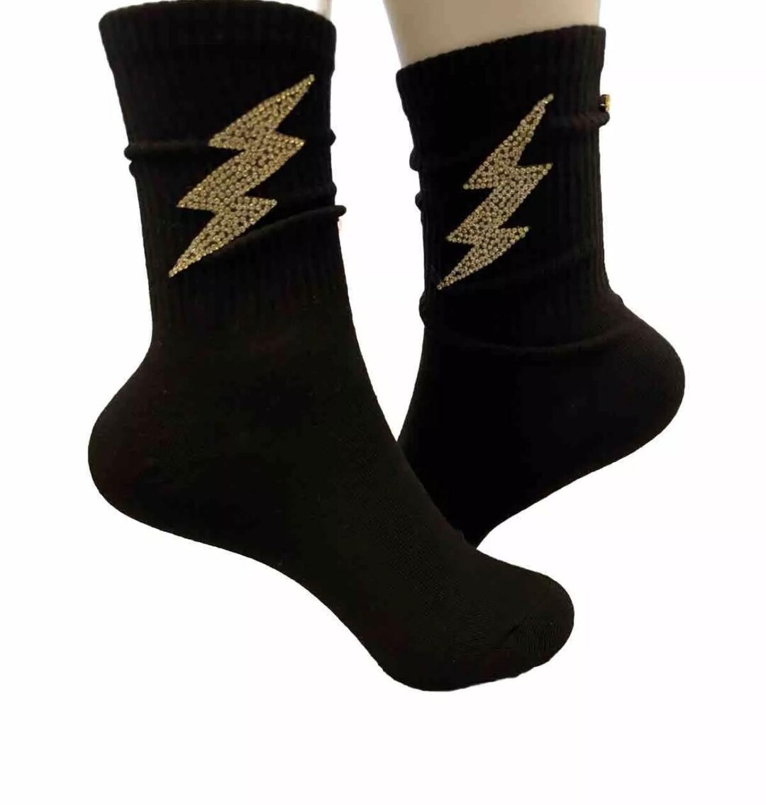 Gold Lightning Bolt Rhinestone Socks, Bling, Gems - Etsy