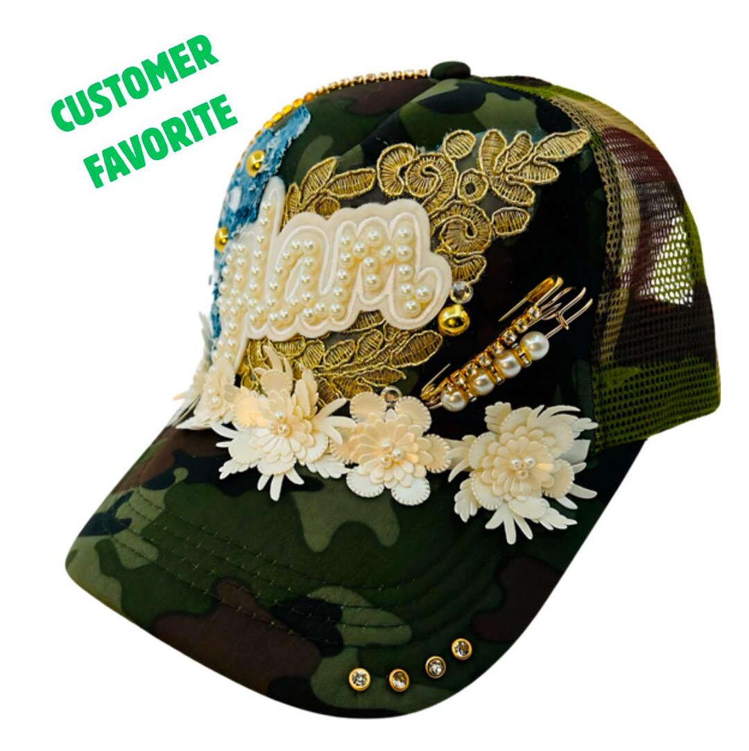 Glam Camo Trucker Hat Unique Custom With Bling | Junk Hat| Streetwear ...