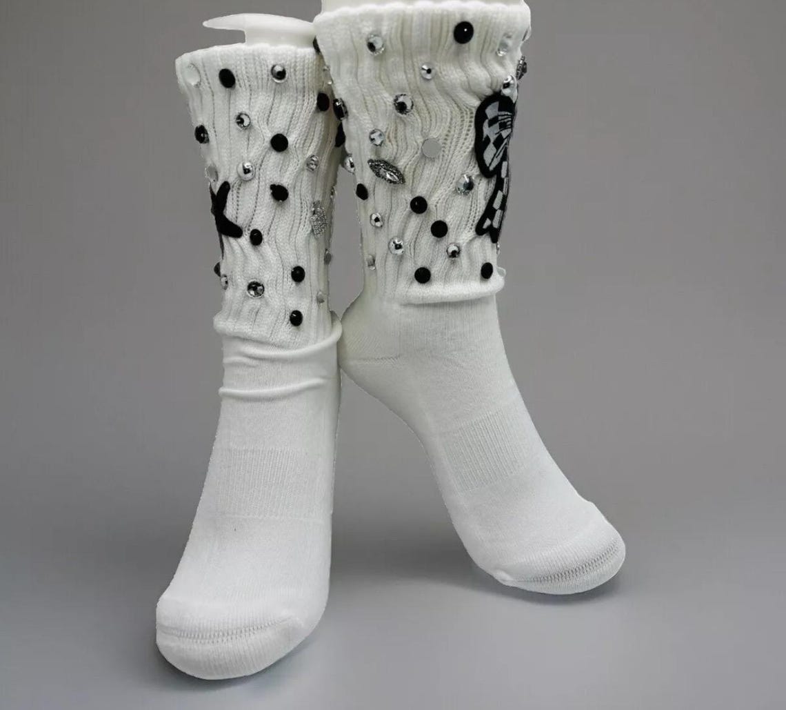Star Bow Rhinestone Socks - Etsy