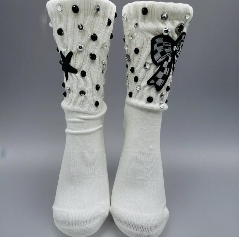 Star Bow Rhinestone Socks - Etsy
