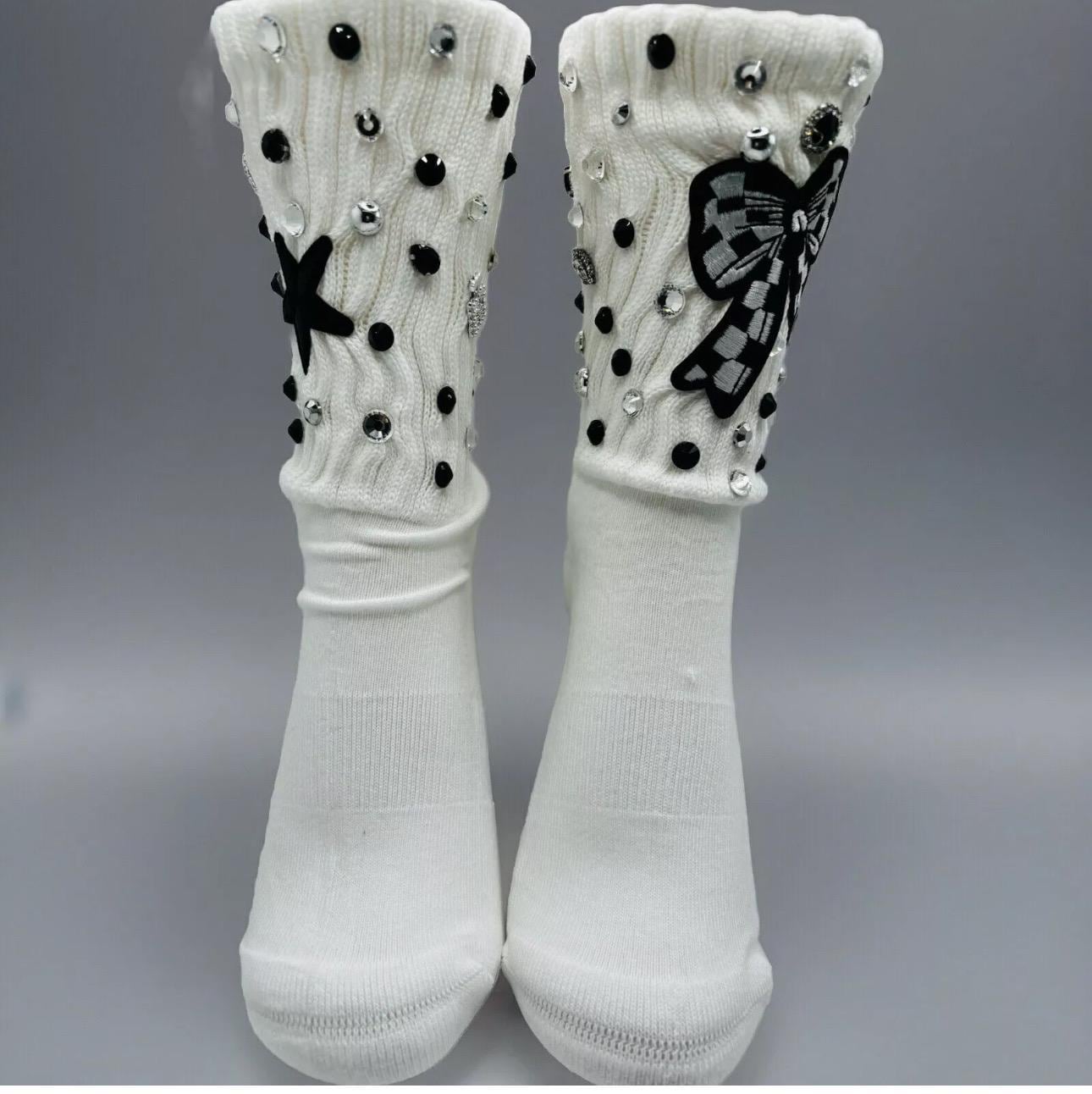 Star Bow Rhinestone Socks - Etsy