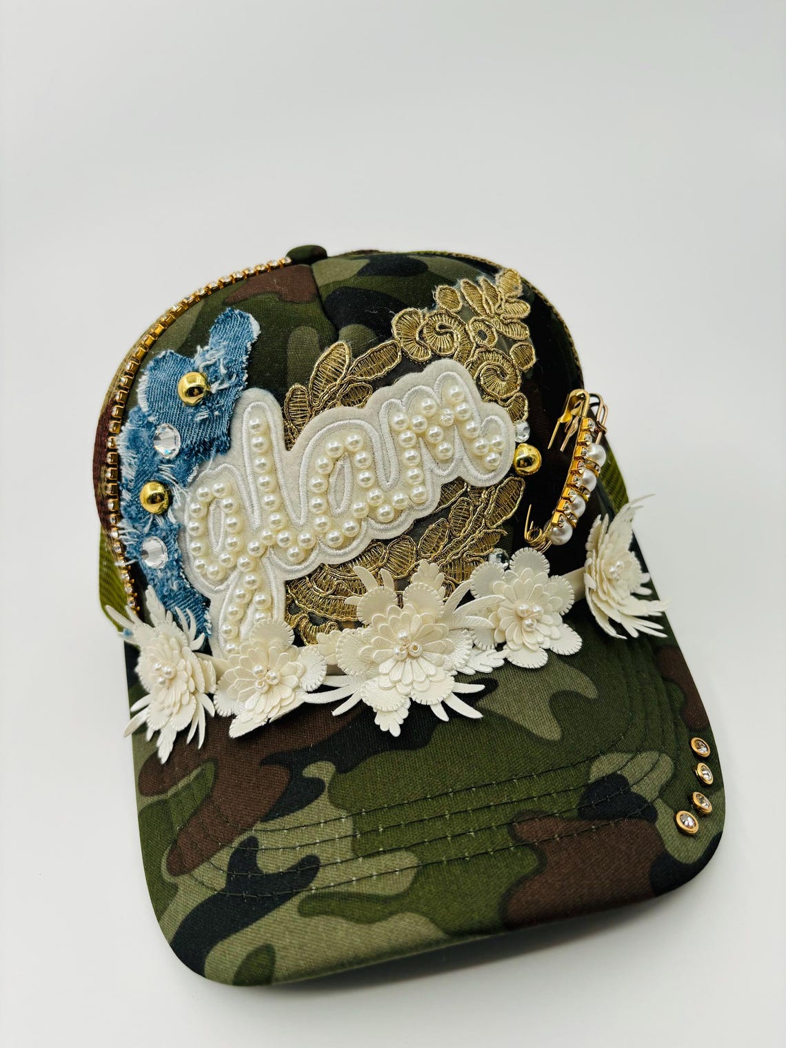 Glam Camo Trucker Hat Unique Custom With Bling | Junk Hat| Streetwear ...