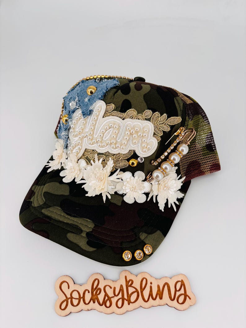 Glam Camo Trucker Hat Unique Custom With Bling | Junk Hat| Streetwear ...