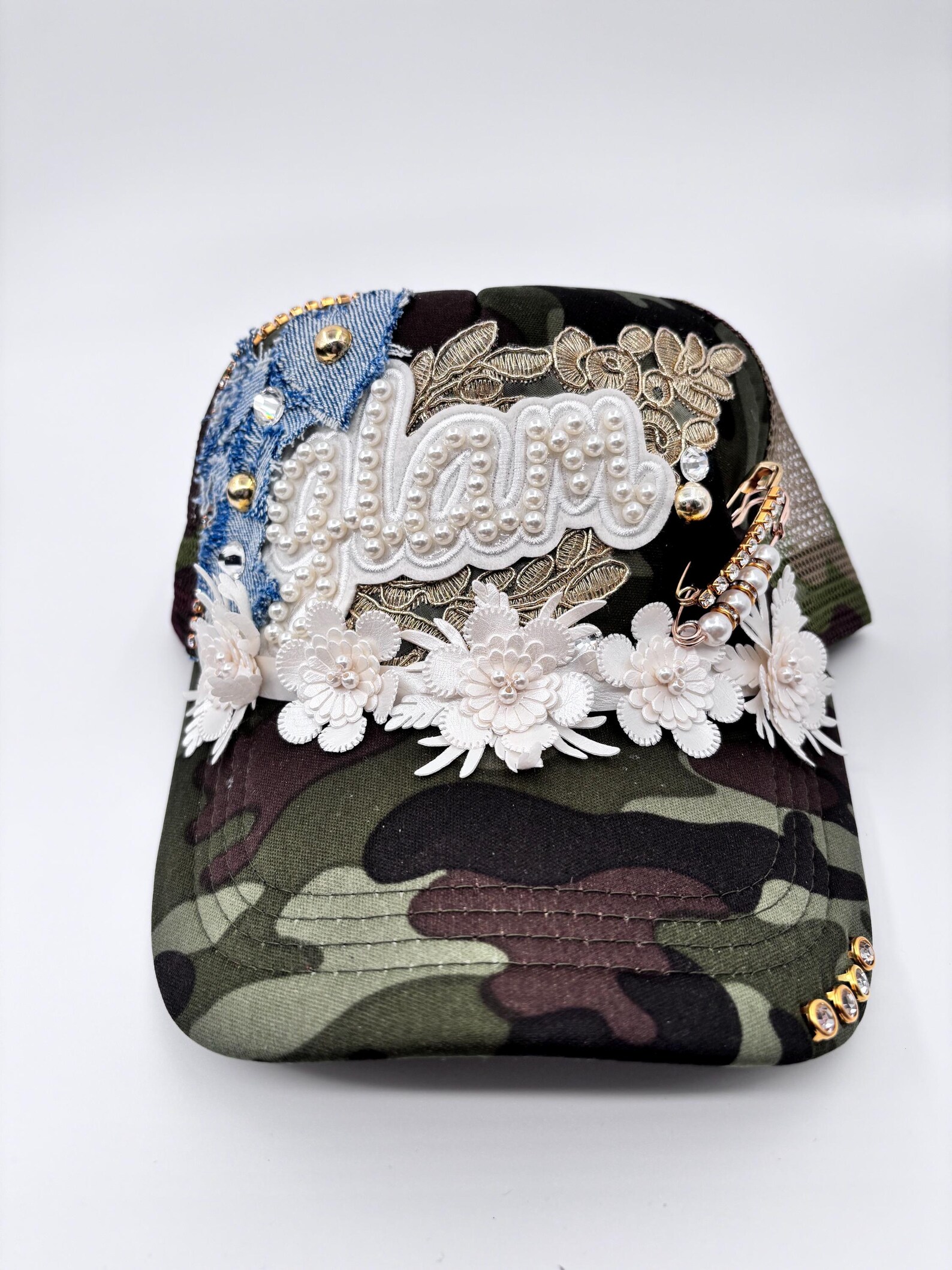 Glam Camo Trucker Hat Unique Custom With Bling | Junk Hat| Streetwear ...