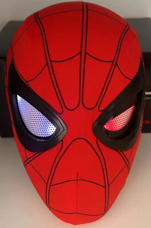 Spiderman Mask Blinking Eyes Moving Mask Helmet Ring Control Cosplay ...