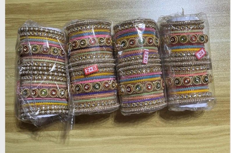 Multi Color Indian Bangles Set: Jago Wedding Bangles - Etsy
