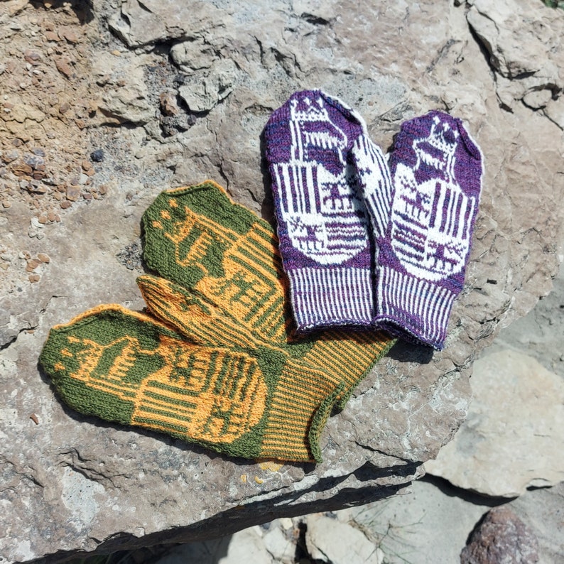 Crusader Knight Mitten Knitting Pattern Instant Download PDF Fair-isle ...