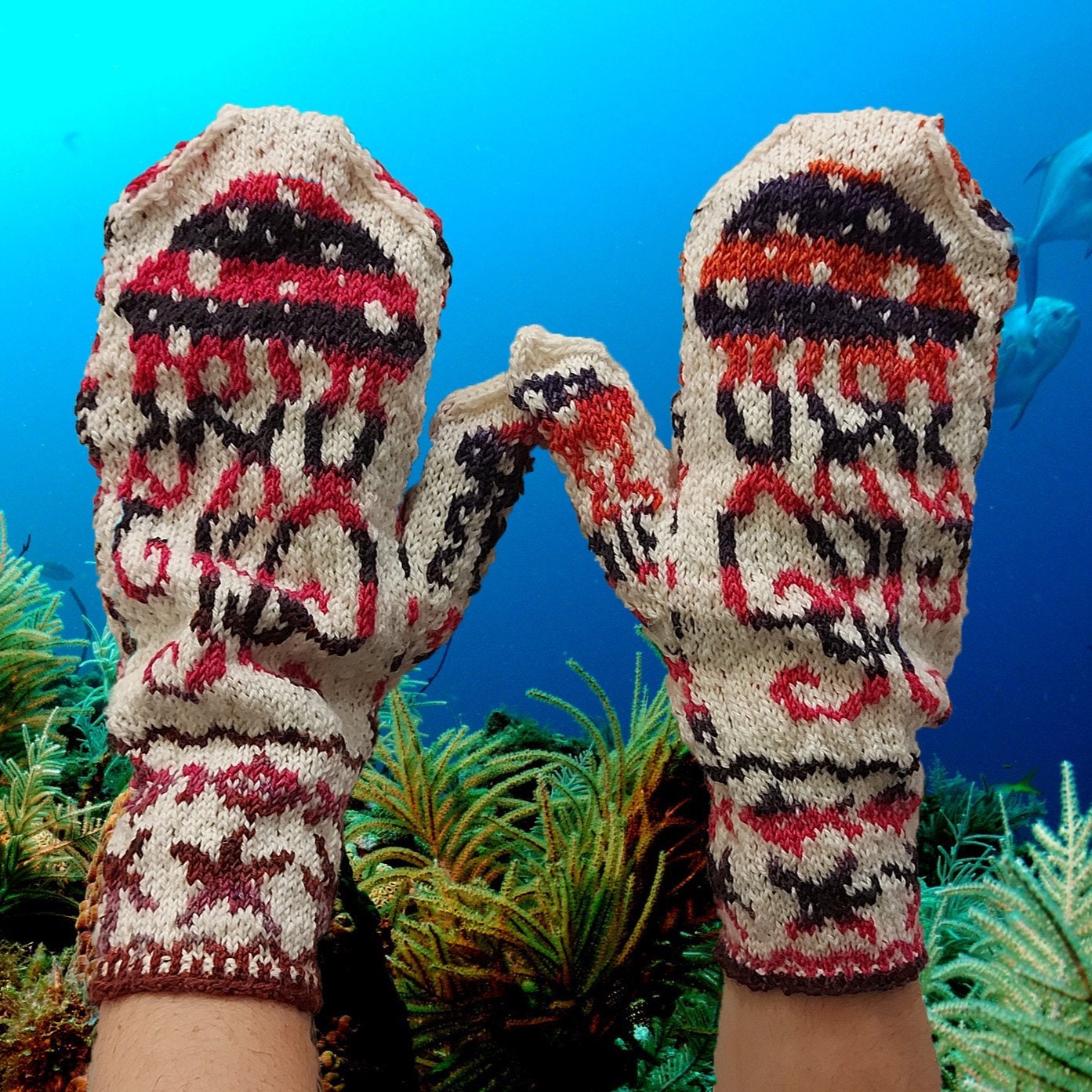 Jellyfish Mitten Knitting Pattern Instant Download PDF Colorwork / Fair ...