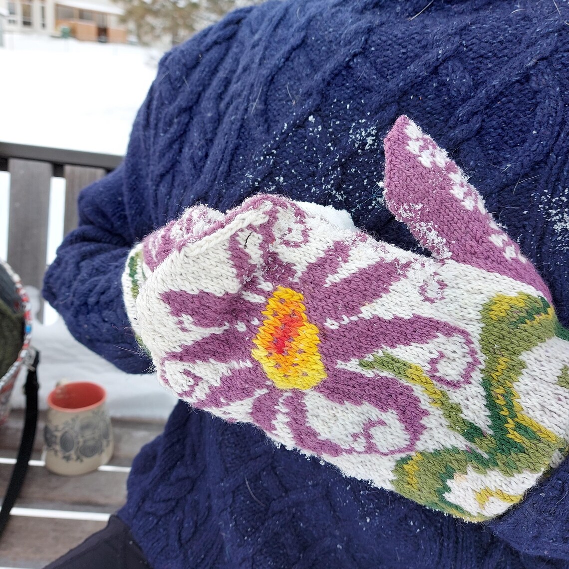 Coneflower Mitten Knitting PDF Pattern Stranded Colorwork Selbu ...