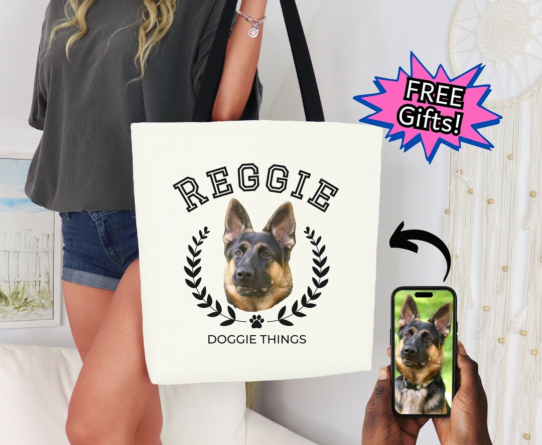 Personalized Pet Photo Tote Bag Custom Pet Face Picture Shoulder Purse ...