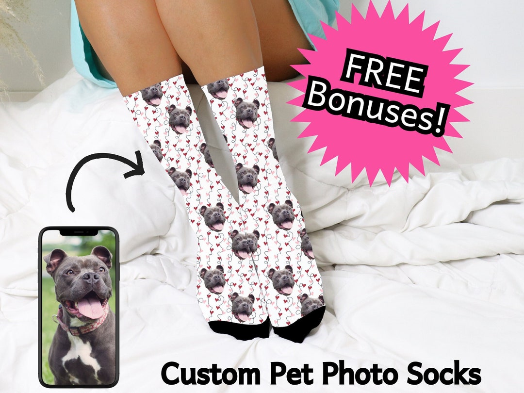 Custom Pet Photo Socks Personalized Pet Parent Valentine's Day Gift for ...