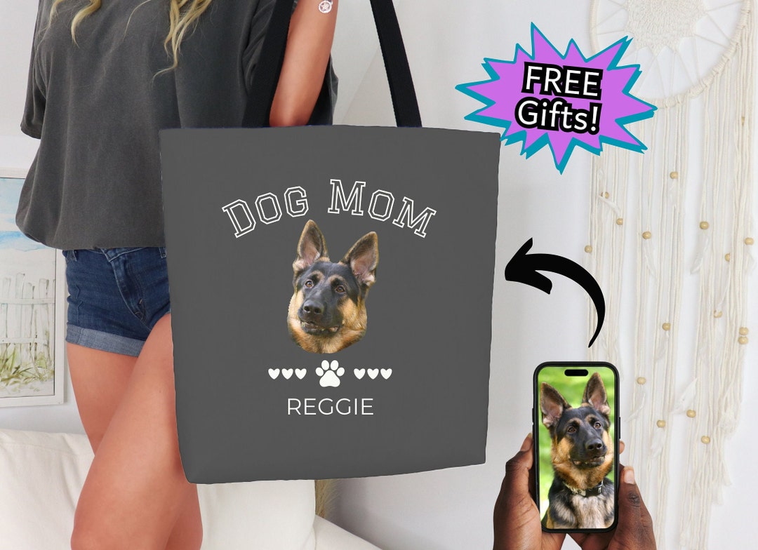 Custom Dog Photo Tote Bag Personalized Pet Face Picture Shoulder Purse ...