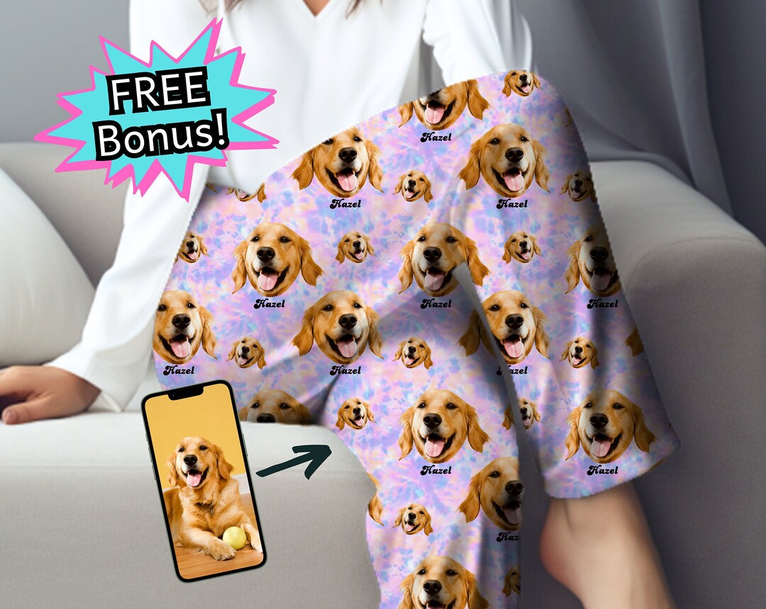 Custom Pet Photo Pajama Pants Personalized Pet Name and Face Picture ...