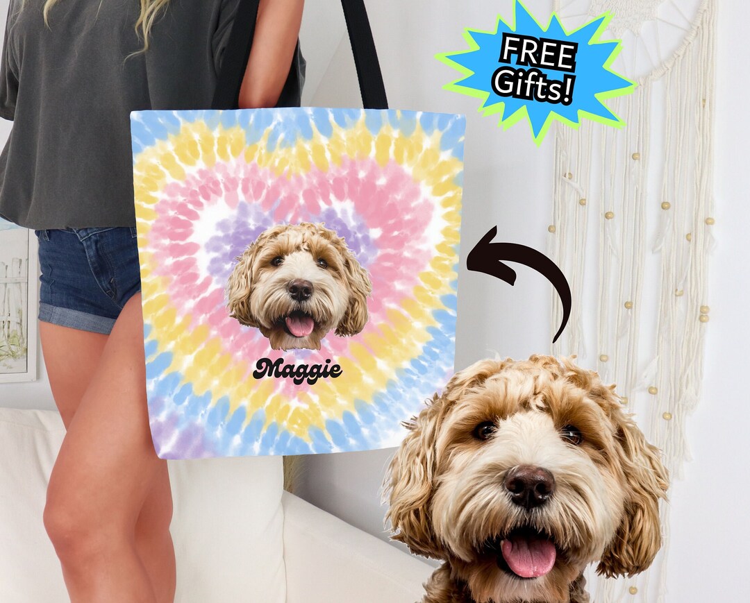 Custom Pet Photo Tote Bag Personalized Pet Face Picture Reusable ...